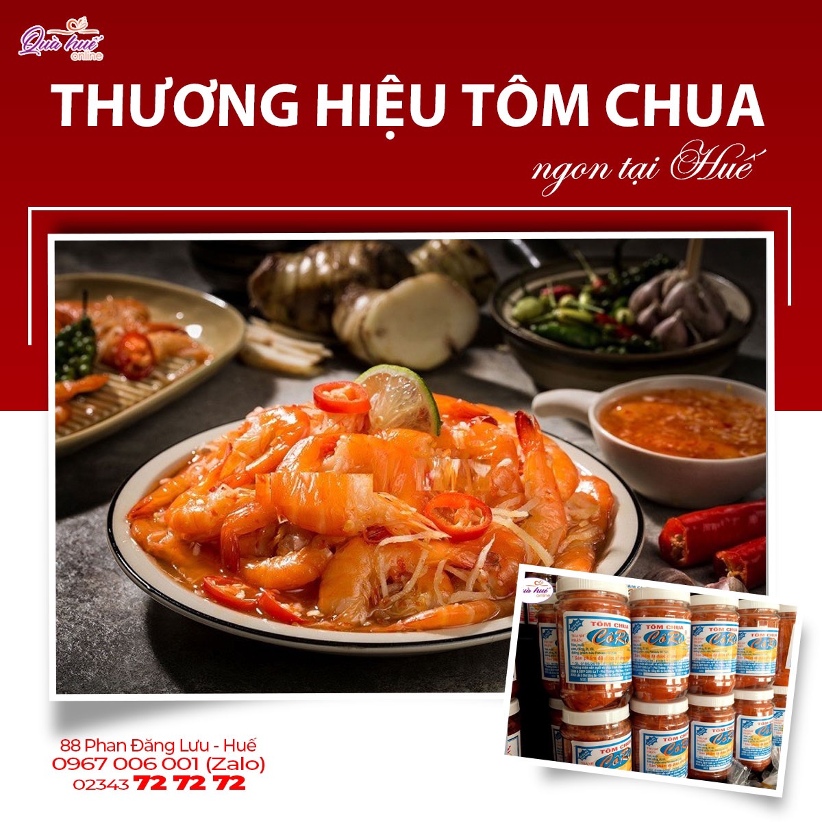 Thương hiệu tôm chua ngon nổi tiếng xứ Huế - Quà Huế Online